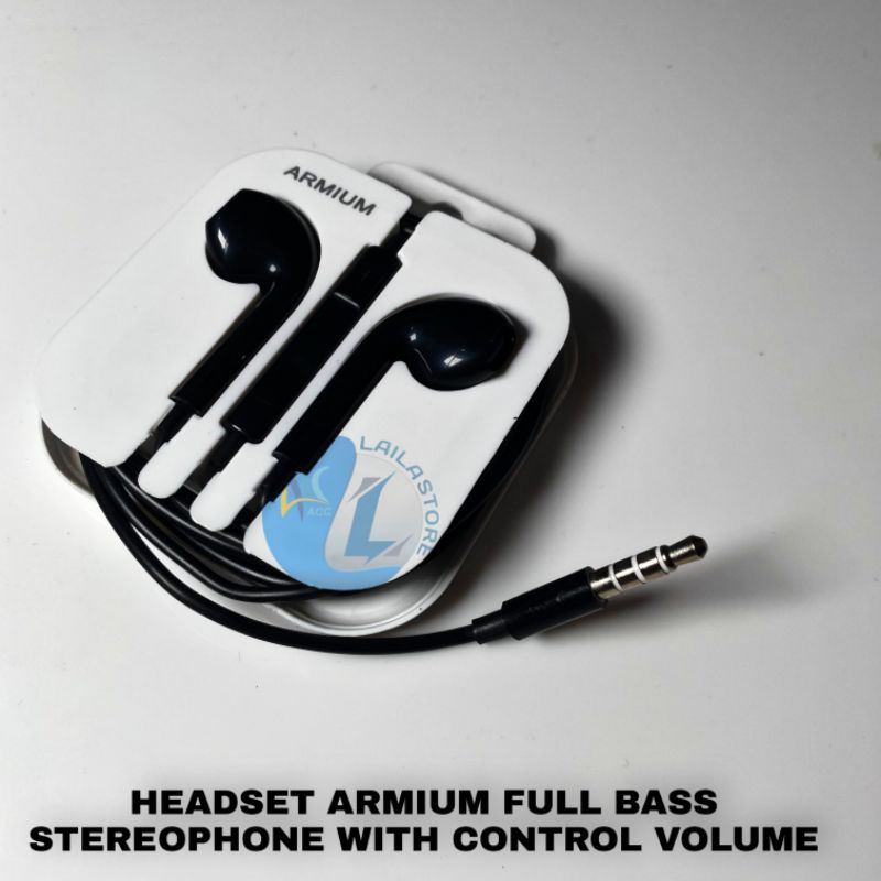 Jual ARMIUM HEADSET BASS EARPHONE EXTRA BASS WITH MICROPHONE + VOLUME ...