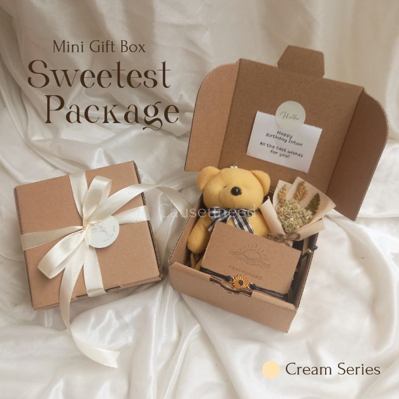 Jual READY | mini gift box | sweetest package cream series | gift box ...