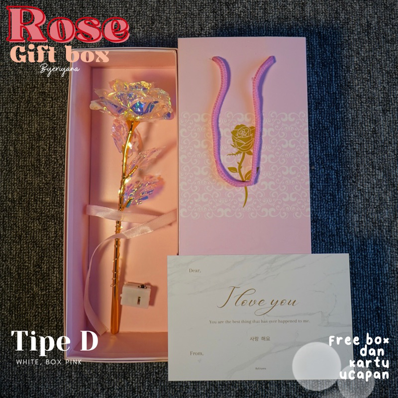 Jual GIFT BOX BUNGA MAWAR ARTIFICIAL ROSE GOLD FOIL KADO ULANG TAHUN ...