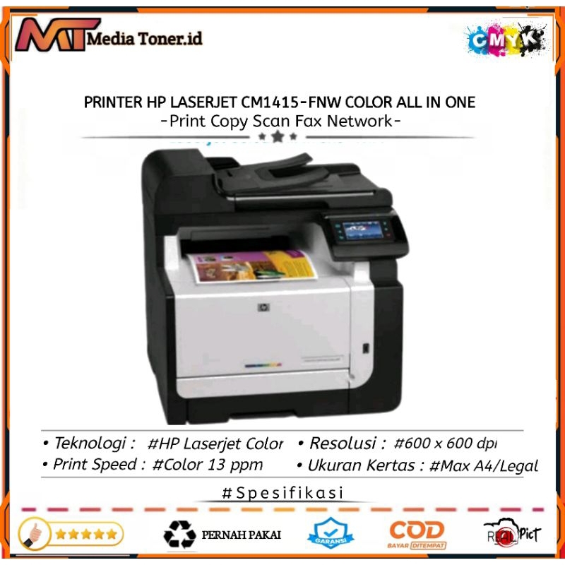 Jual Printer Hp Laserjet Colour Pro CM1415Fnw Multifungsi all in one A4 ...