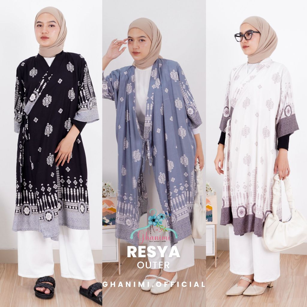 Jual Ghanimi - Resya Outer / Kimono Motif / Kimono Outer / Outer Tunik ...