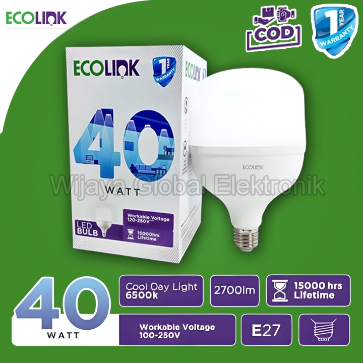 Jual Lampu LED Ecolink Bohlam Bulb Kapsul Capsule 40 watt w 40w 40watt TAHAN LAMA SUPER TERANG ...