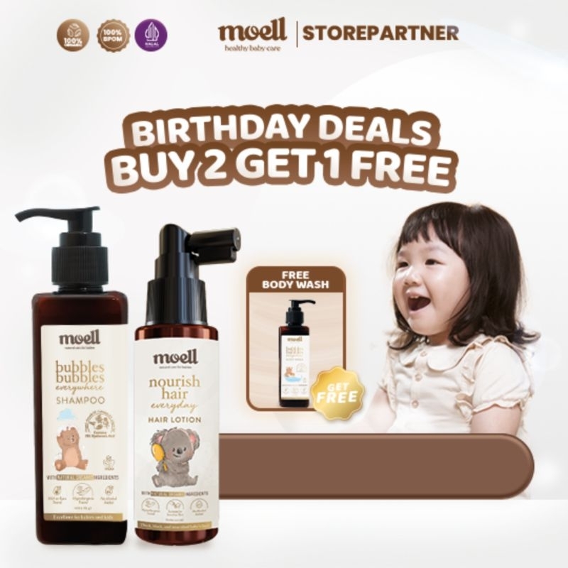 Jual Moell Special Bundling Hair Lotion 100ml + Shampoo 185ml (Gratis ...