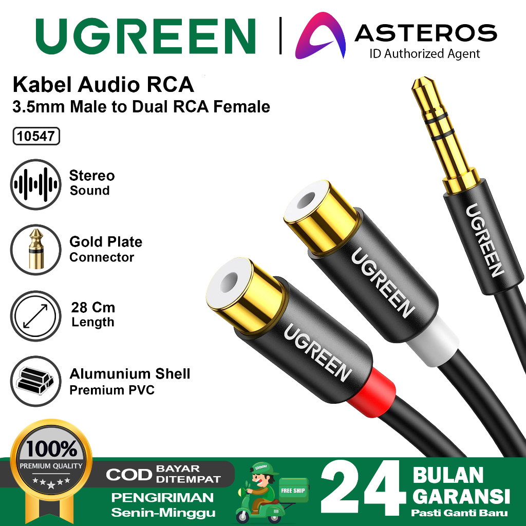 Jual UGREEN Kabel Aux Audio 3.5mm To 2 RCA Splitter Audio Jack RCA ...