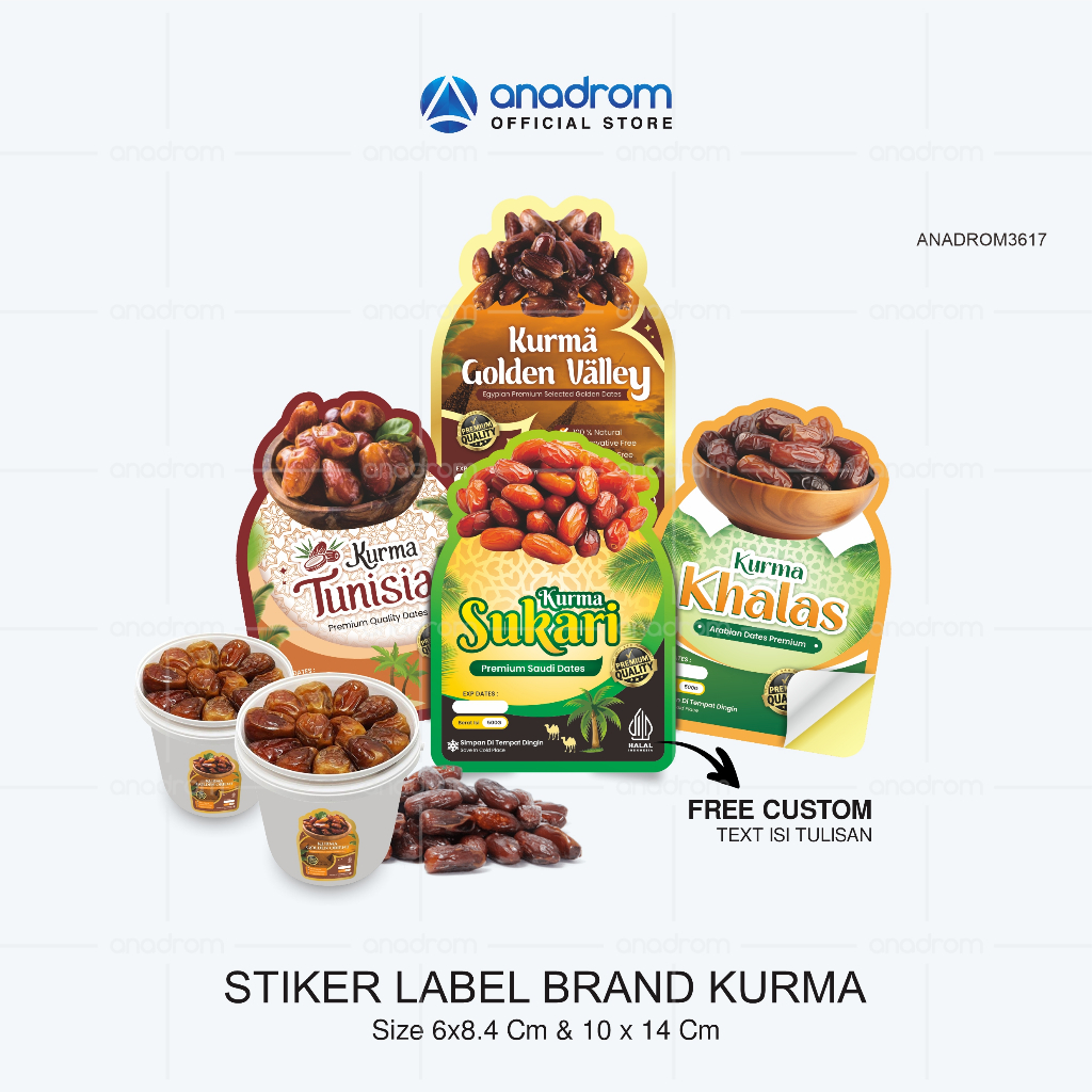 Jual [1 pack] Stiker Label Brand Kurma Potrait | Sticker Kurma Sukari ...