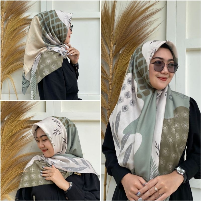 Jual Hijab segiempat motif cream,coksu,mix sage terbaru | Shopee Indonesia