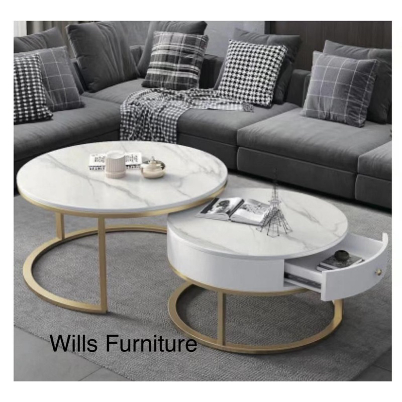 Jual Meja tamu bulat marble import besi gold murah | Shopee Indonesia