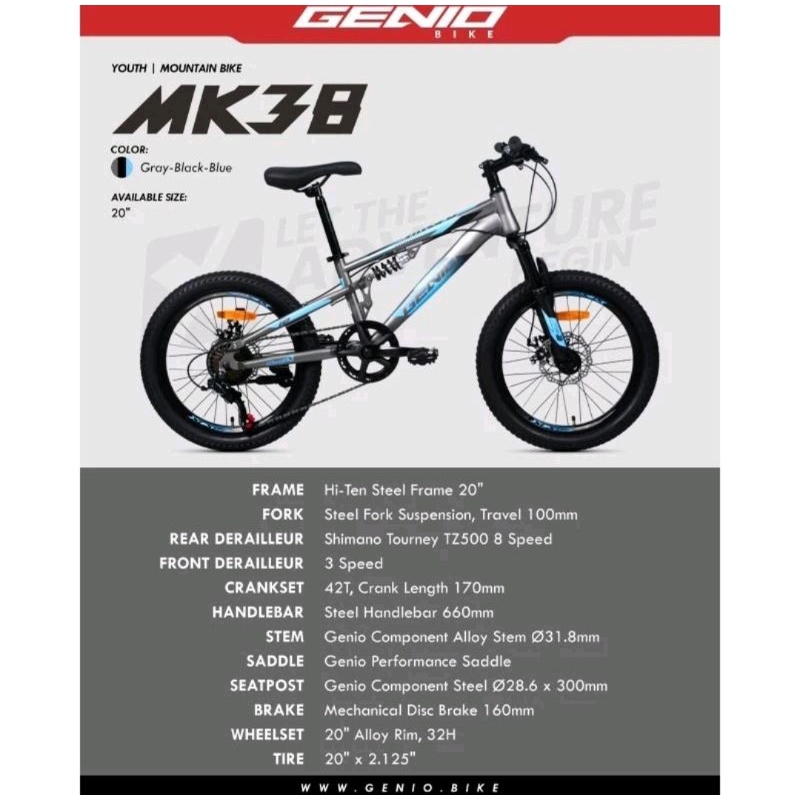 Jual sepeda MTB GENIO MK38 20 inch Shimano | Shopee Indonesia