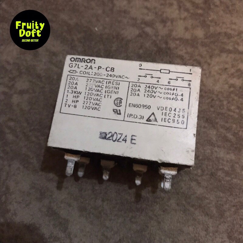 Jual Relay Omron G7L-2A-P-CB Coil 200-240VAC 20A Made in Japan | Shopee ...