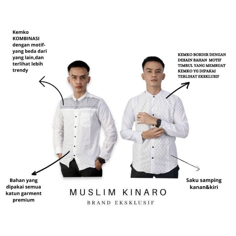 Jual KEMKO/KEMEJA KOKO PRIA POSTER & MK (MUSLIM KINARO) PUTIH POLOS ...