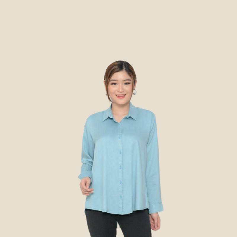 Jual KEMEJA WANITA POLOS LENGAN PANJANG WANITA KATUN TWILL LONG SHIRT (COD) / kemeja premium ...