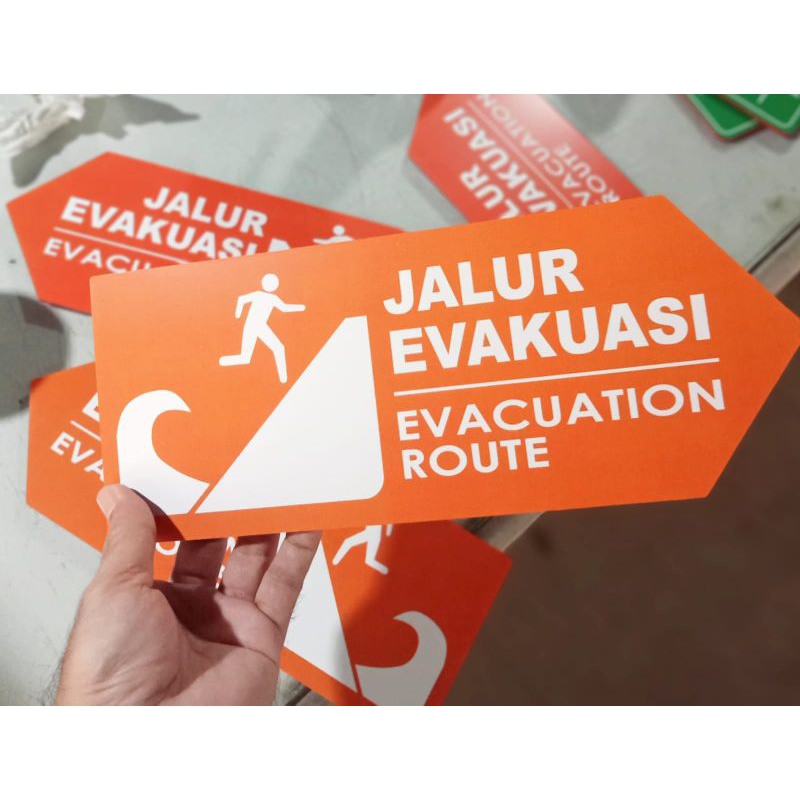 Jual jalur evakuasi tsunami sign tanda akrilik stiker petunjuk signage ...