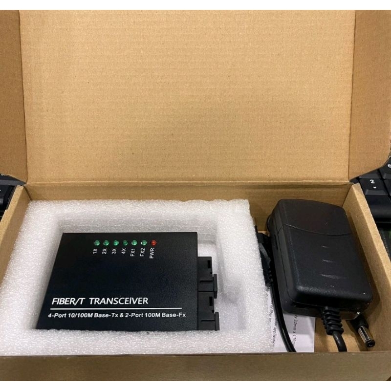 Jual Media Converter Fiber Optic 2 Port FO 4 Port LAN 10/100 Full Body SET | Shopee Indonesia