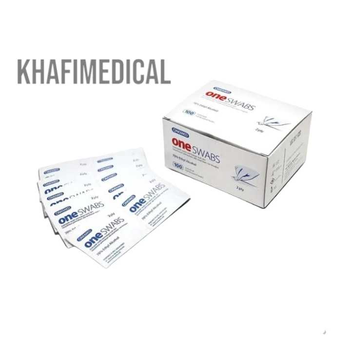 Jual OneMed One Swab Tisu Medis Steril Mengandung Alkohol 2 PLY Isi 100 ...