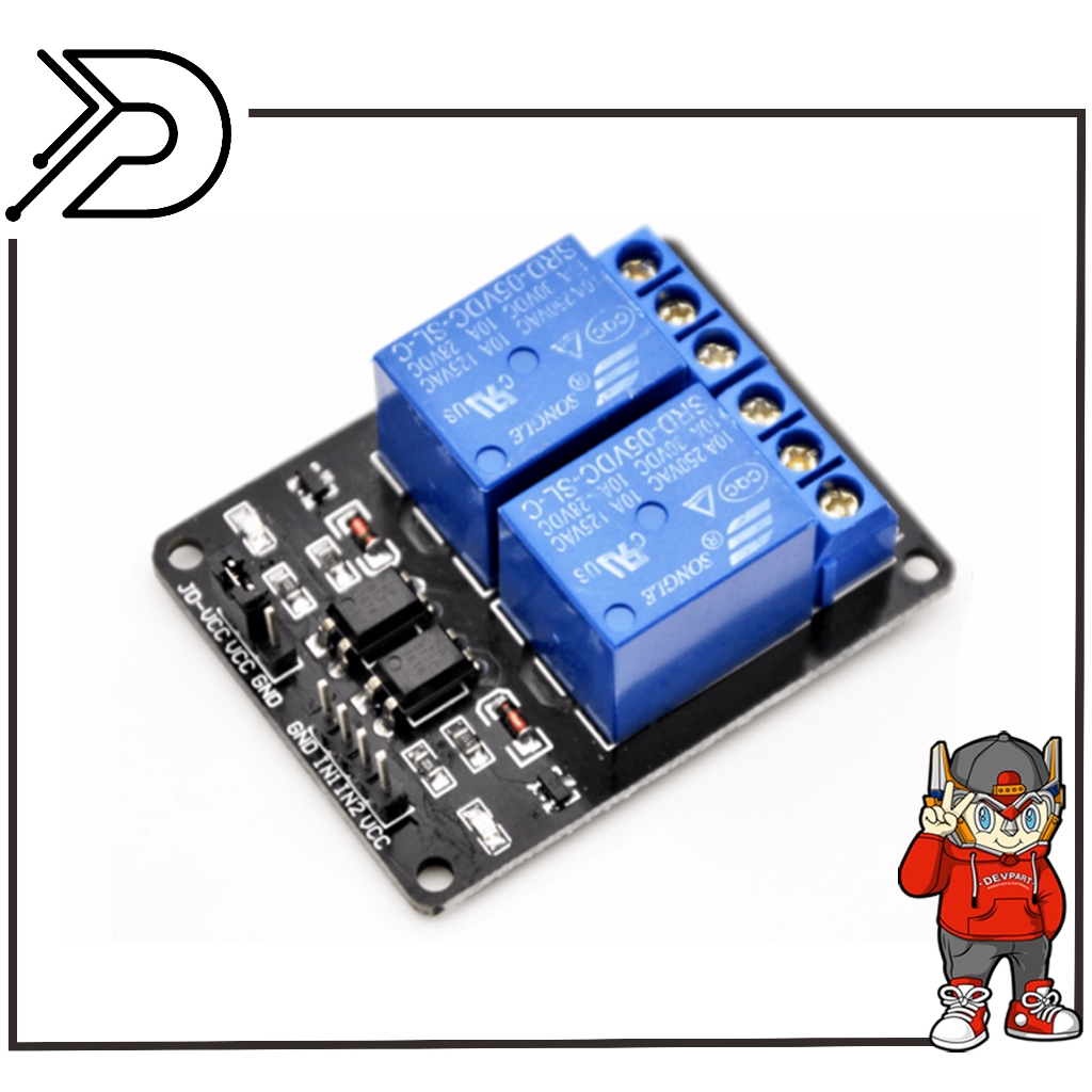 Jual Relay 5V 2 Channel with Optpcupler module Output 250VAC 30VDC 10A ...