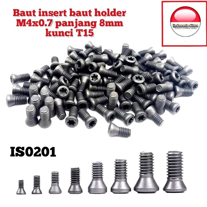 Jual baut insert m4x0.7 panjang 8mm baut holder kepala kunci bintang ...