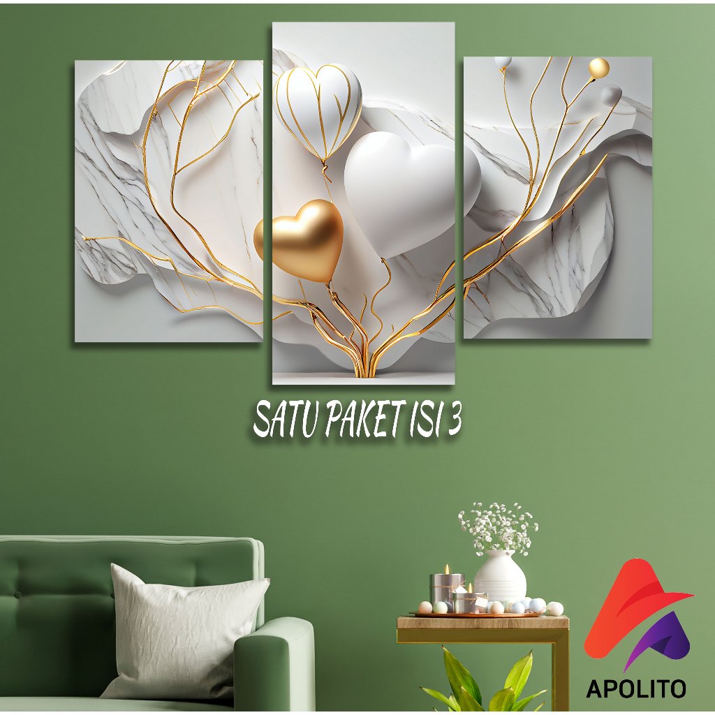 Jual HIASAN DINDING SET ABSTRAK WHITE FLOWERS 3D ISI 3 KAMAR DEKORASI ...