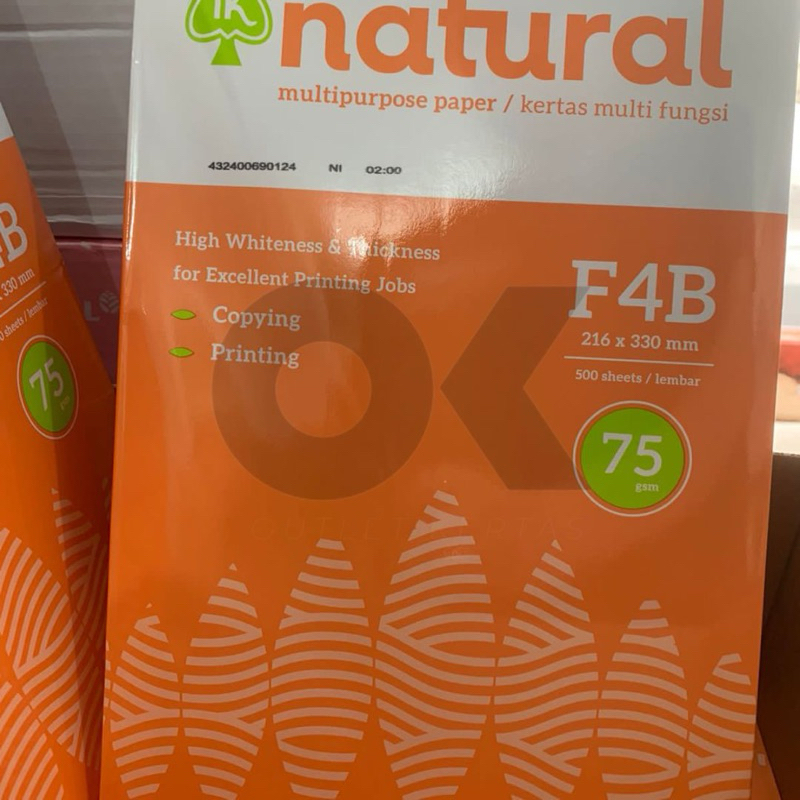 Jual Kertas HVS F4 (FOLIO) NATURAL 75gr (harga per 1 rim) | Shopee Indonesia