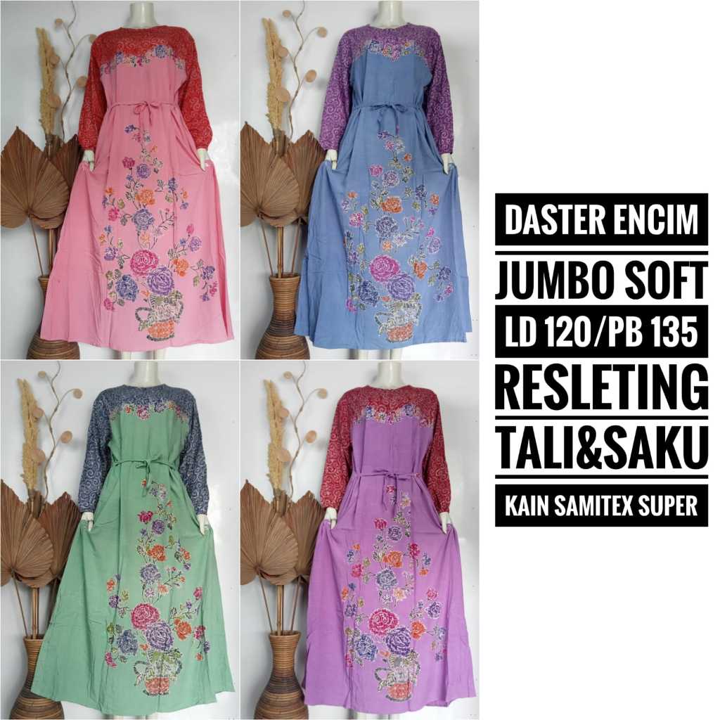 Jual Longdress Encim Jumbo Soft | Daster Encim Jumbo Terbaru Cap ...
