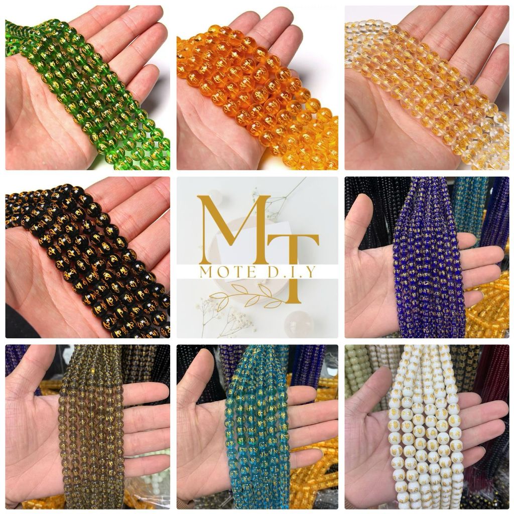 Jual MODEDIY - [015] Manik Manik Kaca Tulisan Mantra Tibet/Mantra Beads ...