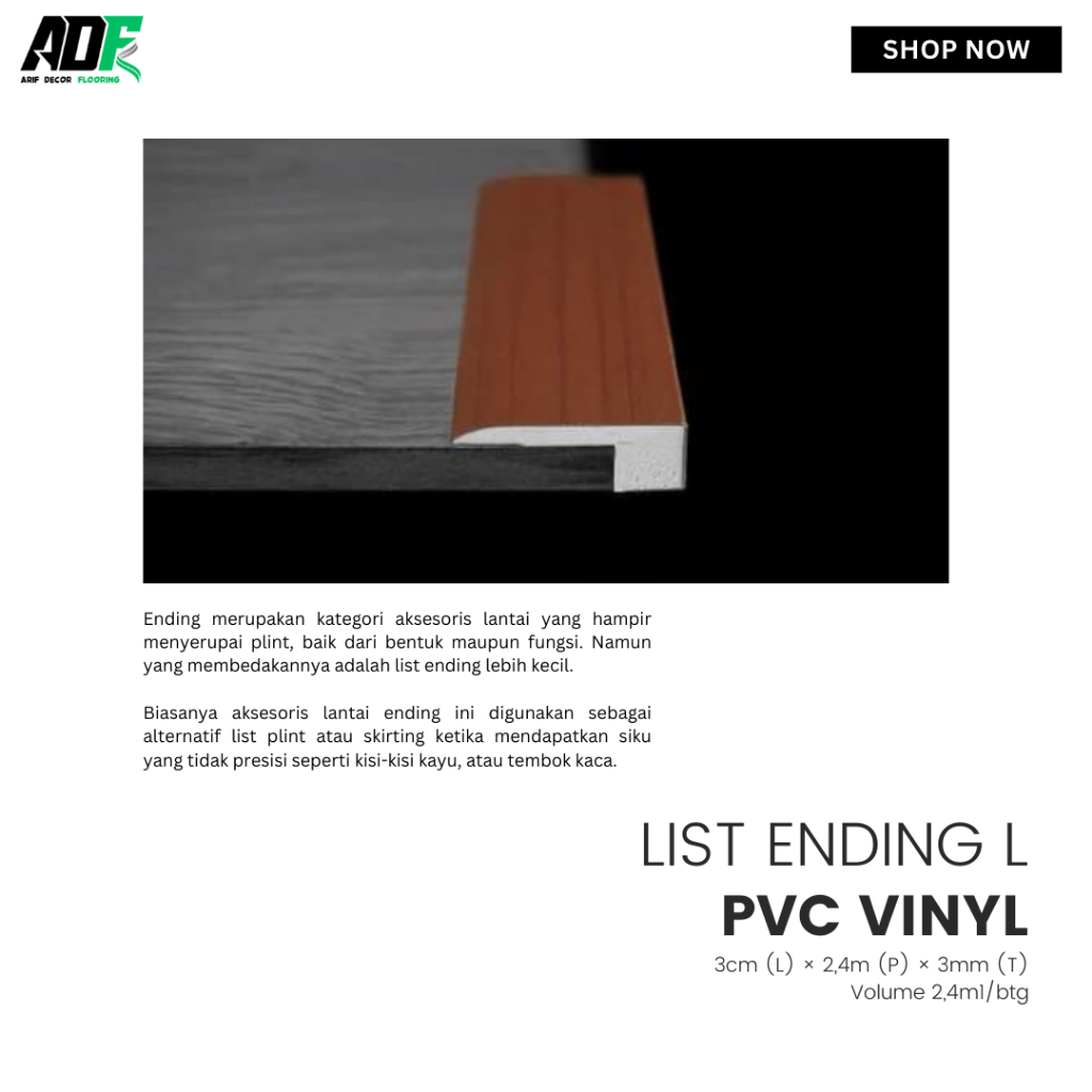 Jual LIST ENDING L LANTAI PVC / LIS LANTAI / LIST PINTU VINYL / PARKET ...