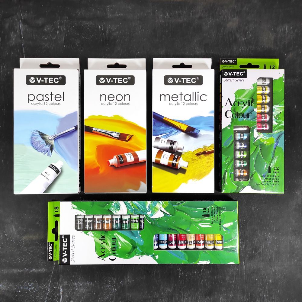 Jual V-TEC Acrylic Paint Set 12X6ML 18X6ML / Cat Lukis Akrilik Tube ...