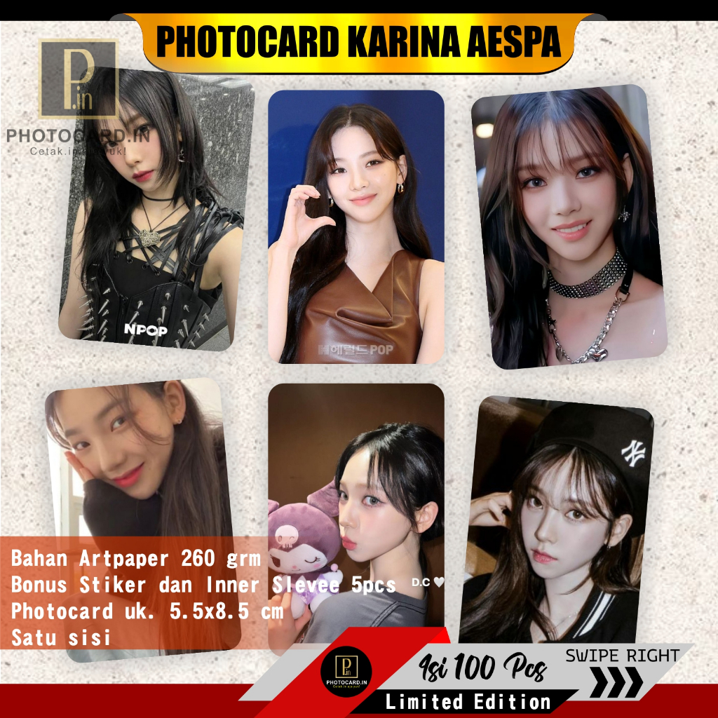 Jual Photocard Yu Ji Min (Karina "Aespa") isi 100 Pcs (Free Stiker dan ...