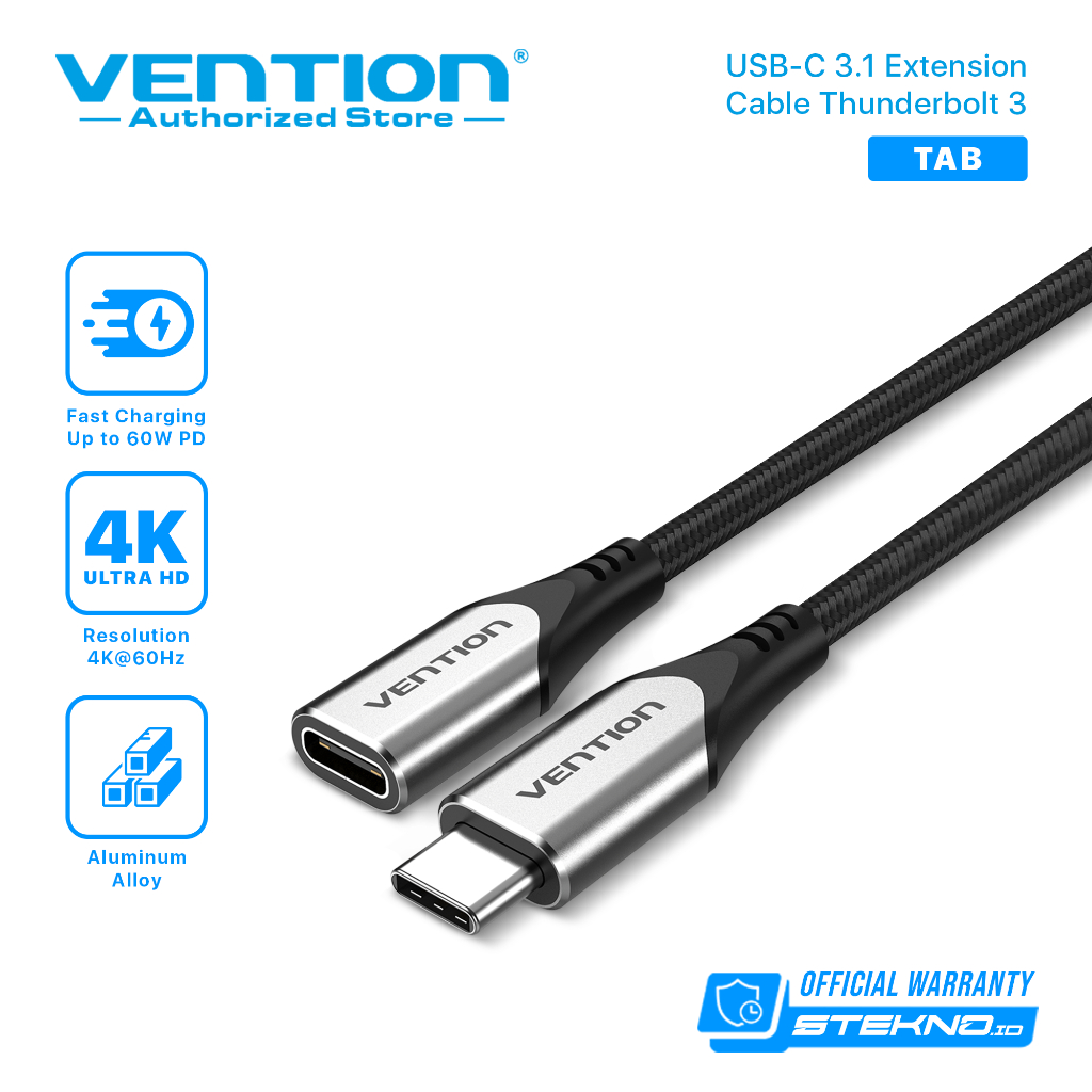 Jual Vention Kabel USB C Extension Type C Extender Cord USB-C Thunderbolt 3 | Shopee Indonesia