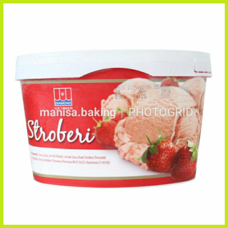 Jual DIAMOND ICE CREAM STROBERI 700 ML ES KRIM RASA STRAWBERRY ...