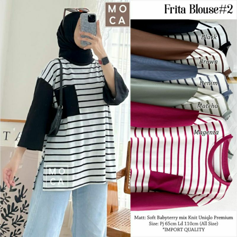 Jual MOCA Frita Rifsa Beibi Blouse 120 Blouse Kaos Motif Stripe Line Moca MCA Meong Solo ...