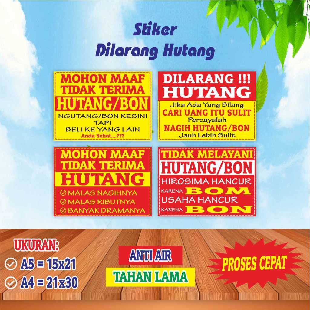 Jual CETAK PRINT LOGO STIKER TIDAK MENERIMA HUTANG BON MURAH | Shopee ...