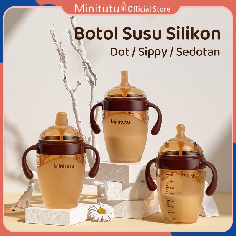 Jual Minitutu 7.2CM Botol Nano Silikon Mulut Lebar Lembut 240ML Bebas BPA Antikolik | Shopee ...