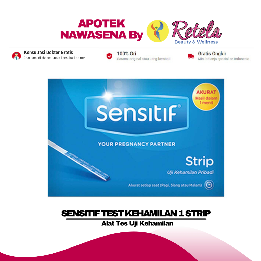 Jual SENSITIF TEST KEHAMILAN 1 STRIP ( Alat Tes Uji Kehamilan ...