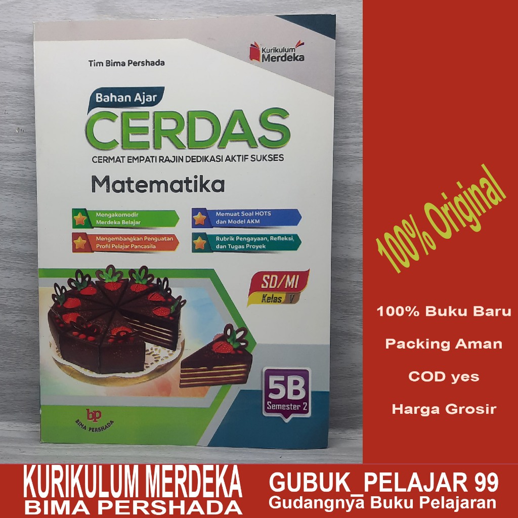 Jual Bahan Ajar CERDAS Matematika 5B Untuk SD/MI Kelas 5 Semester 2 Kurikulum Merdeka BIMA ...