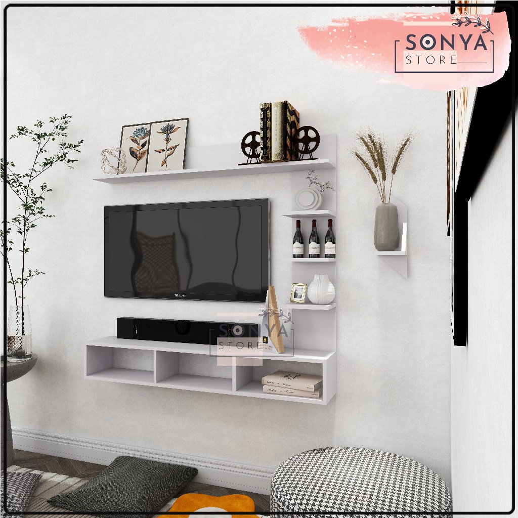Jual Rak tv Tempel Dinding Minimalis 32-55 inch | Set Furniture Rak ...