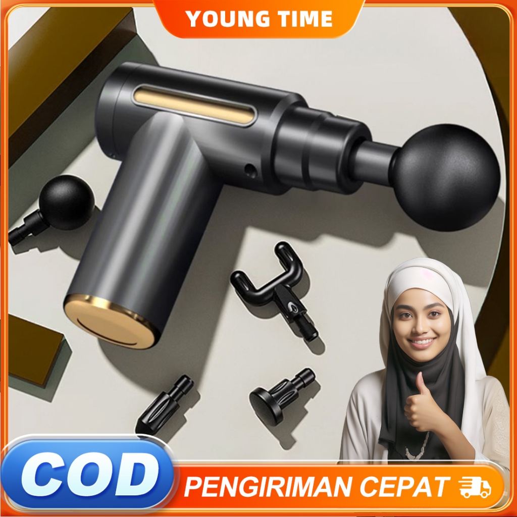 Jual Alat Pijat Massage Gun Mini Fascial Gun 4 in 1 Alat pijat Electric ...