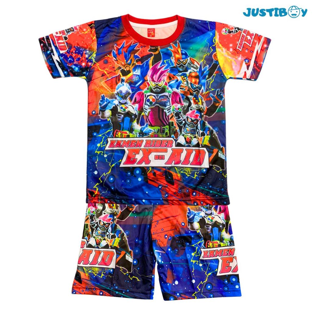 Jual Baju Anak Laki Laki Karakter Kamen Rider Ex Aid Lengan Pendek Full ...