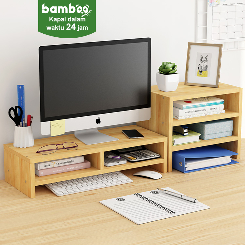Jual Stand Monitor Kayu Meja Monitor Rak Monitor Desktop Dudukan ...
