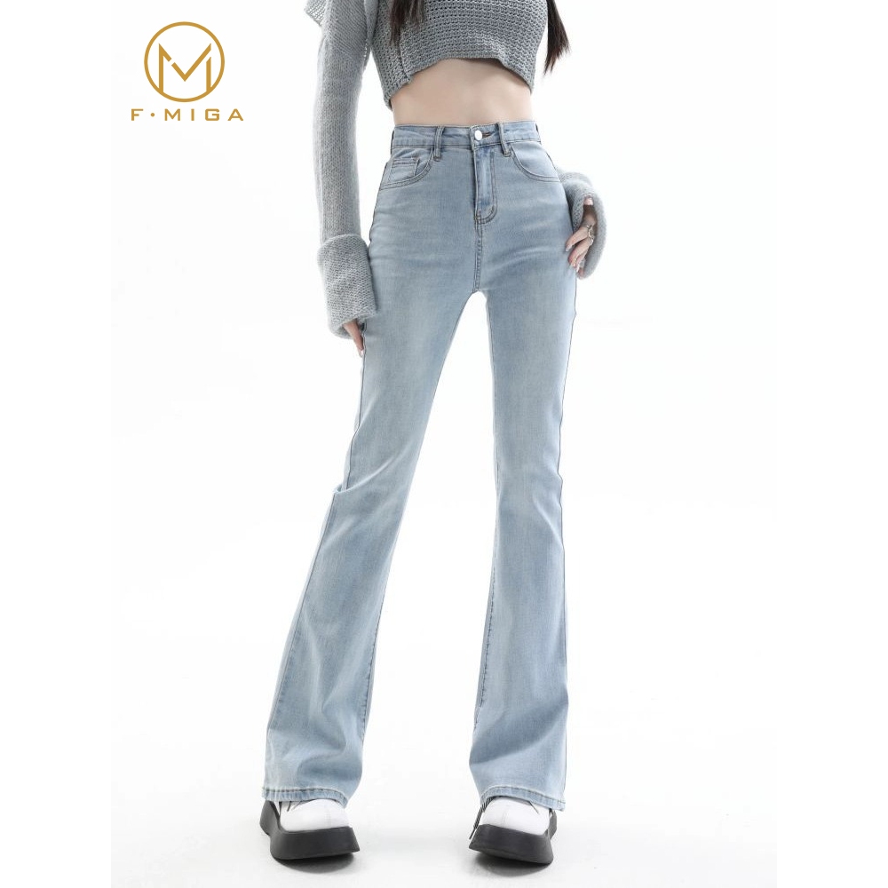 Jual F·MIGA C63 Biru Muda Highwaist Stretch Cutbray Celana Jeans ...