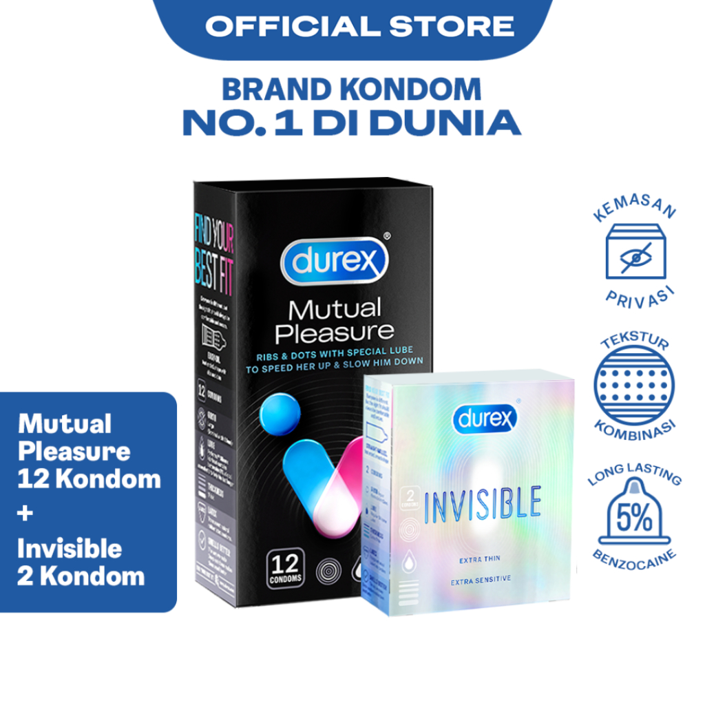 Jual Durex Mutual Pleasure 12s + Invisible 2s - Kondom Gerigi + Kondom ...