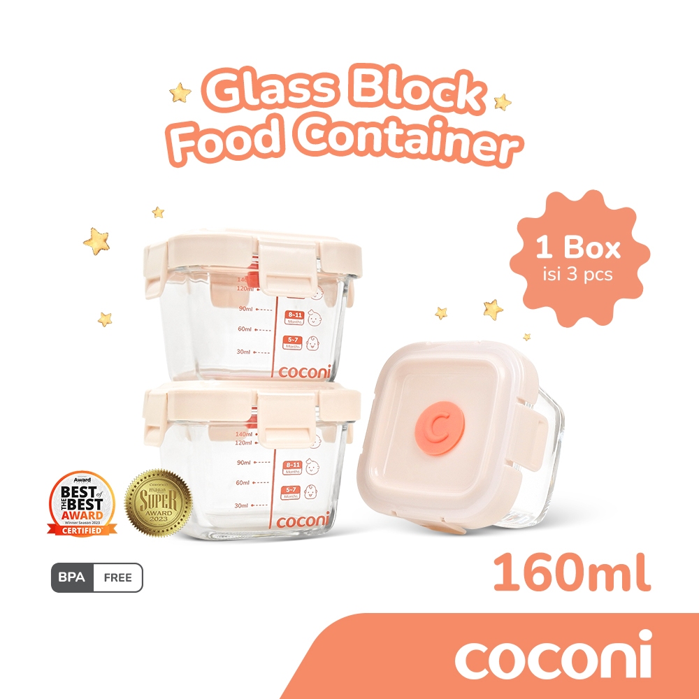 Jual COCONI Baby Food Glass Container 3 Pcs x 160ml | Wadah Penyimpanan ...