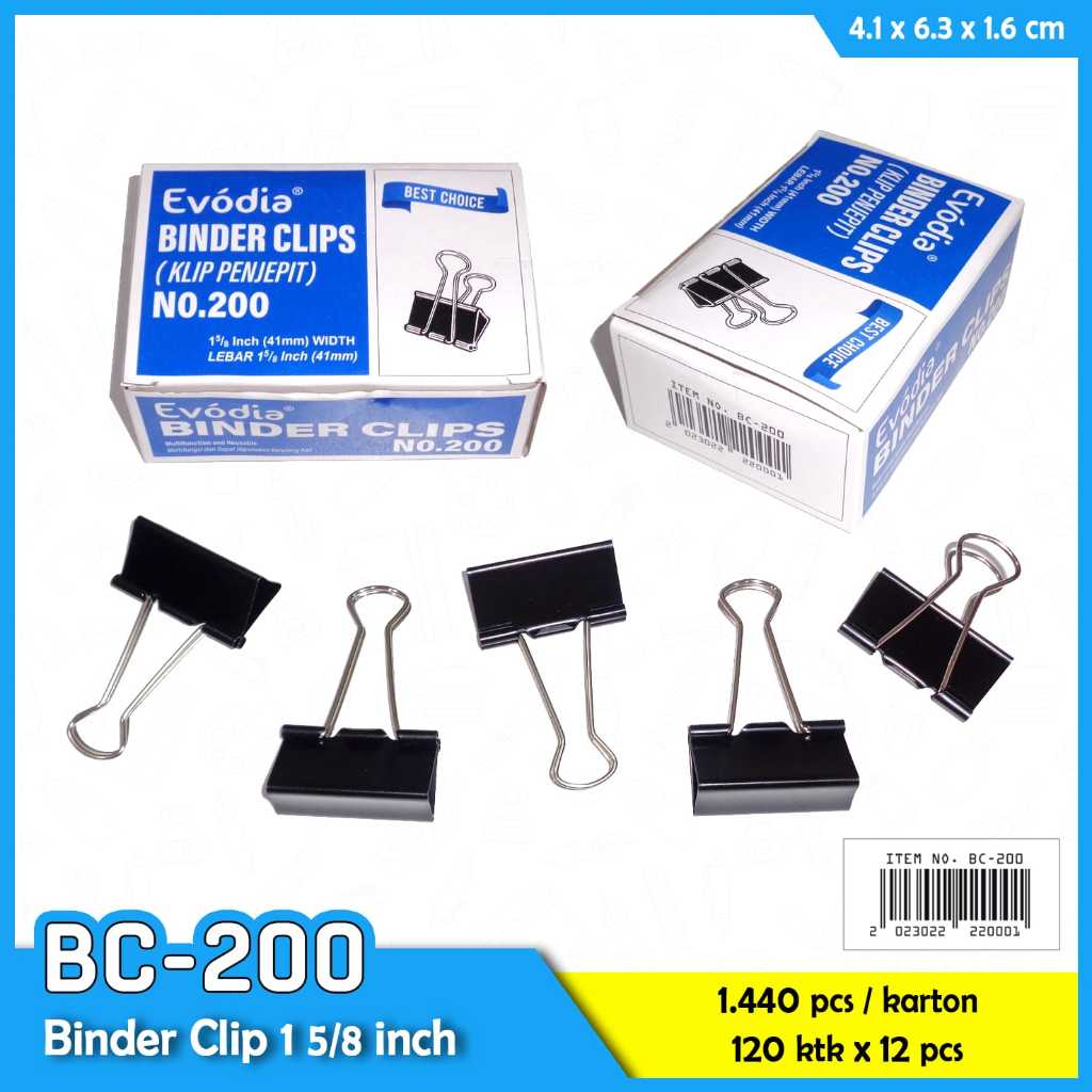 Jual Binder Clip 41mm EVODIA 200 (12pc) | Shopee Indonesia