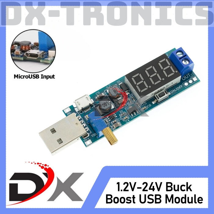 Jual USB Buck Boost Power Supply module Up Down 5V To 1.2~24V Voltmeter ...