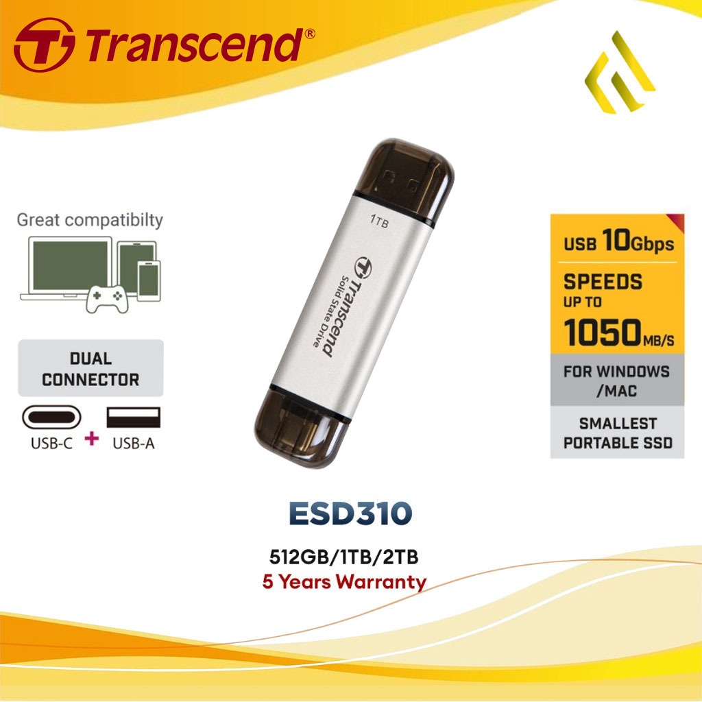 Jual SSD Transcend ESD310S 256GB 512GB 1TB 2TB - SSD Eksternal Portable ...