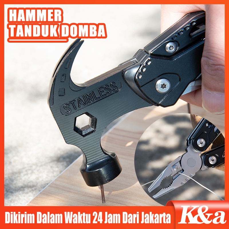 Jual Peralatan Survival Tang Lipat Multifunctional EDC Axe Hammer ...