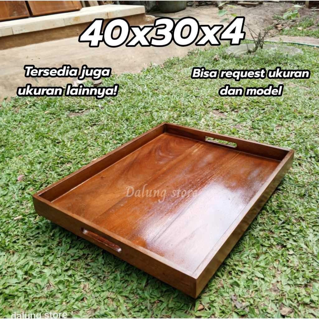Jual nampan kayu kotak 40x30x4 wooden tray baki siap saji aesthetic ...