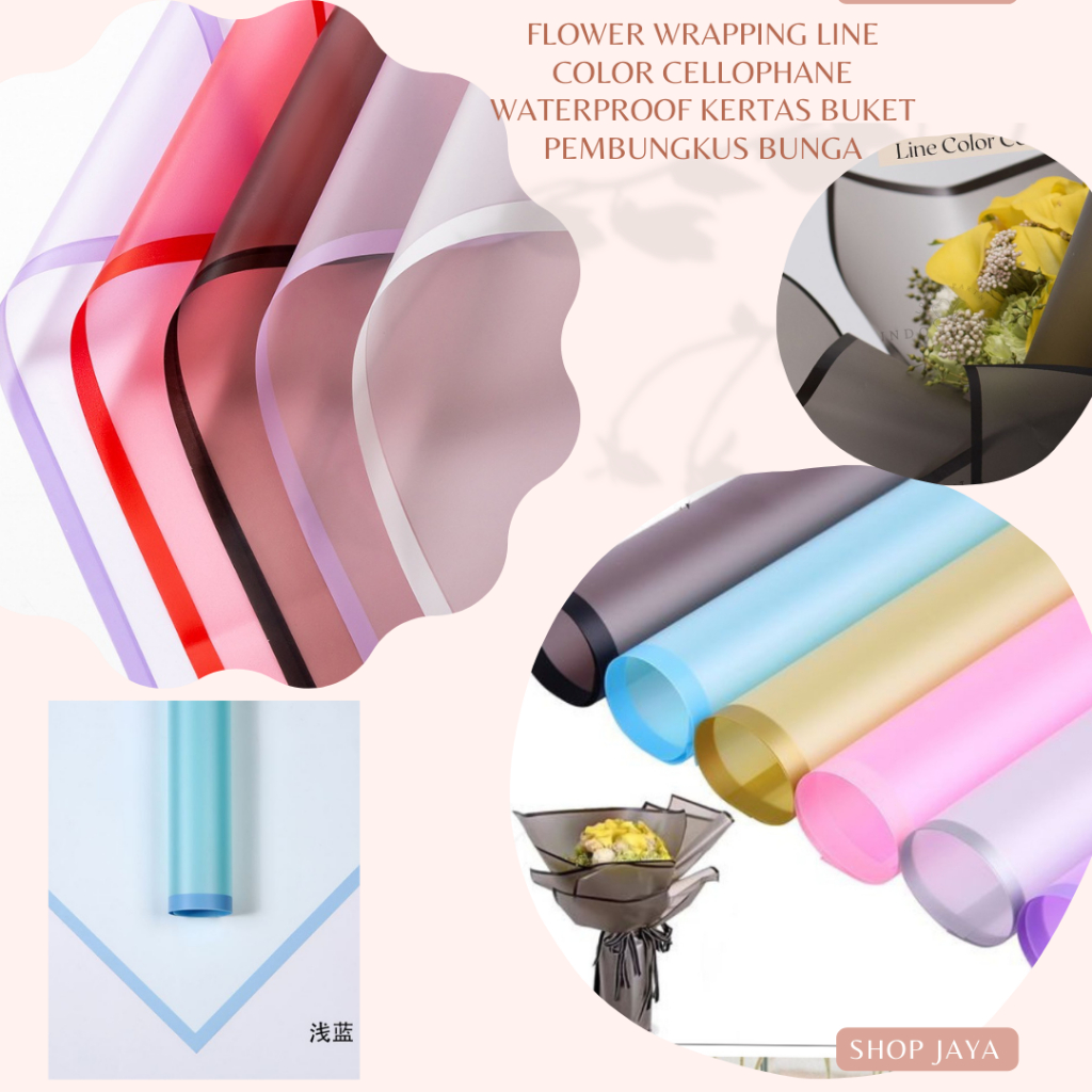 Jual [20 LEMBAR] KERTAS FLOWER WRAPPING LINE COLOR CELLOPHANE KERTAS ...