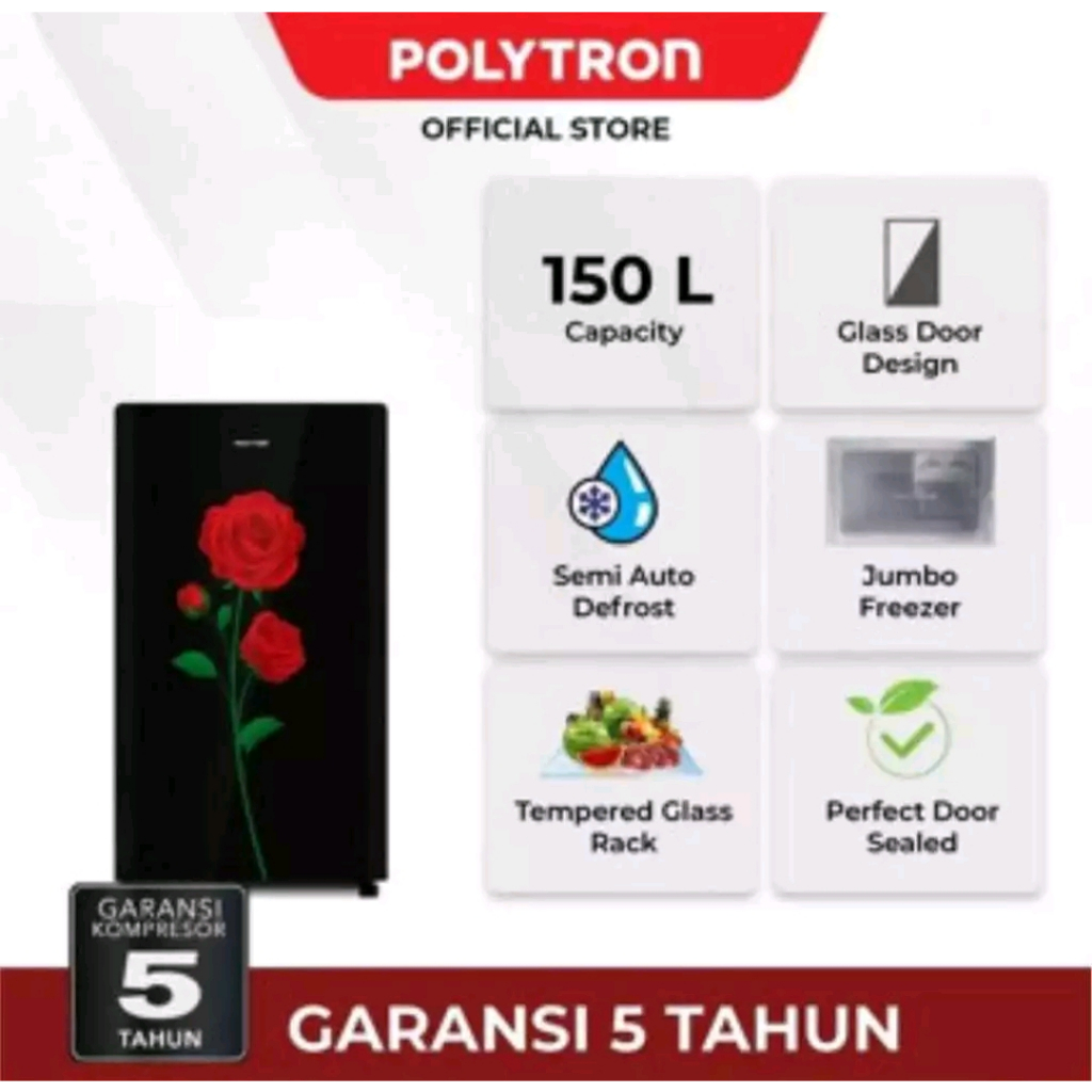 Jual POLYTRON Kulkas 1 Pintu Belleza 150 Liter PRA 15CRX | Shopee Indonesia