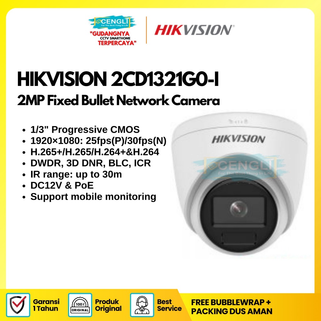 Jual Ip cam Hikvision 2mp DS-2CD1321G0-I EXIR Turret Network Camera | Shopee Indonesia