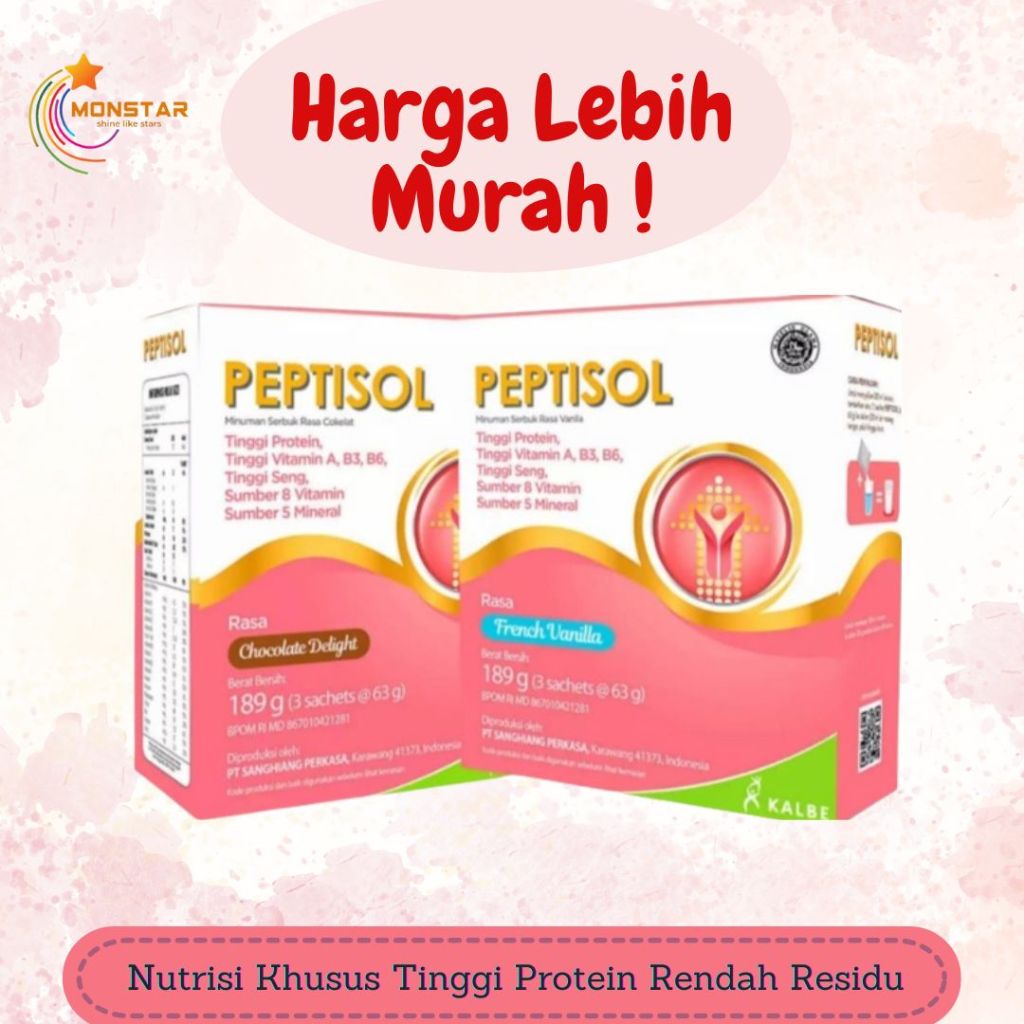 Jual MONSTAR - Susu Peptisol 190gr vanila coklat pasca sakit operasi ...